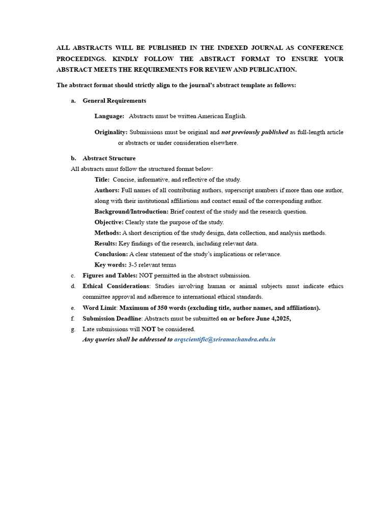 Authors Instructions For Abstract | PDF