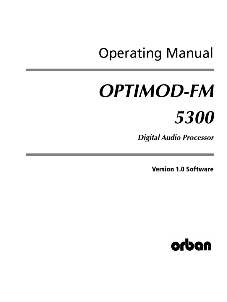 OPTIMOD-FM 5300 Operating Manual | PDF | Computer Network ...