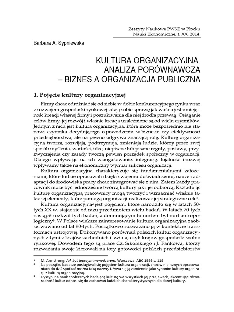 Kultura Organizacyjna Analiza Porów | PDF