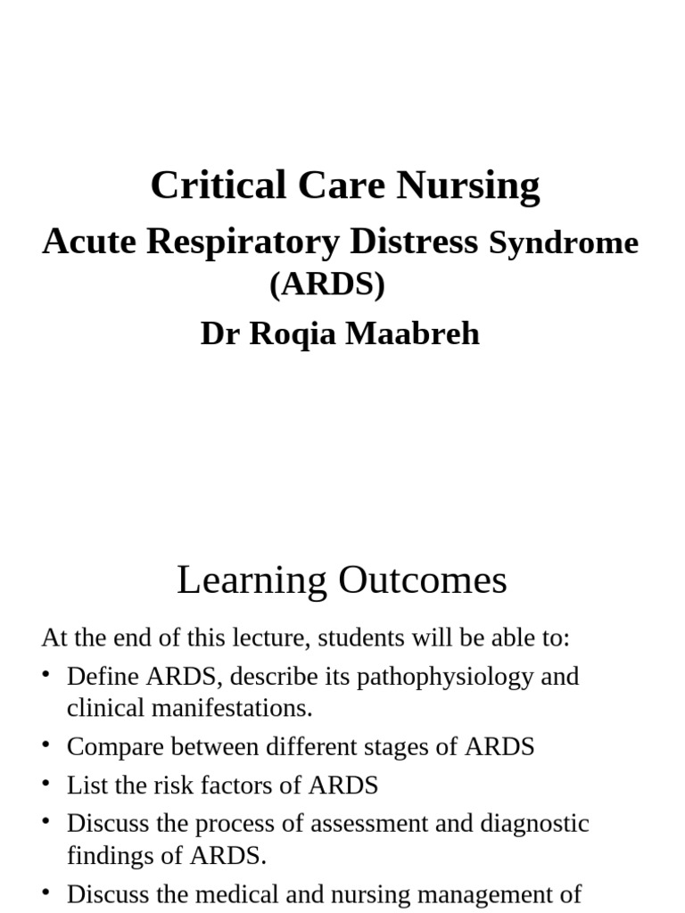 Understanding Acute Respiratory Distress Syndrome | PDF | Lung ...
