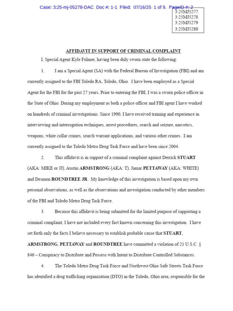 Toledo Drug Trafficking Organization Affidavit | PDF | United States ...