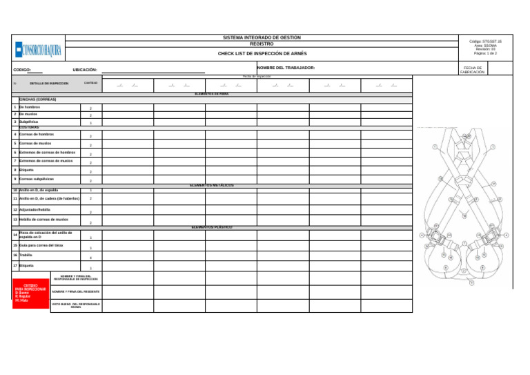 Check List Arnés y Linea de Vida | PDF