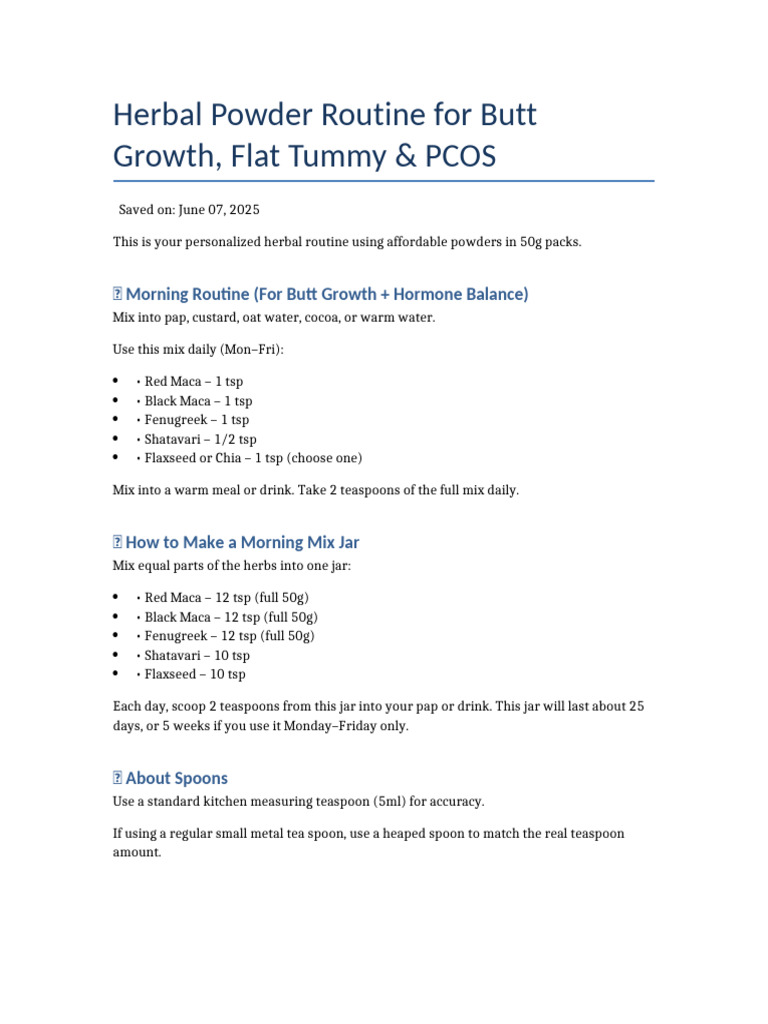 Herbal Routine PCOS Butt Flat Tummy | PDF