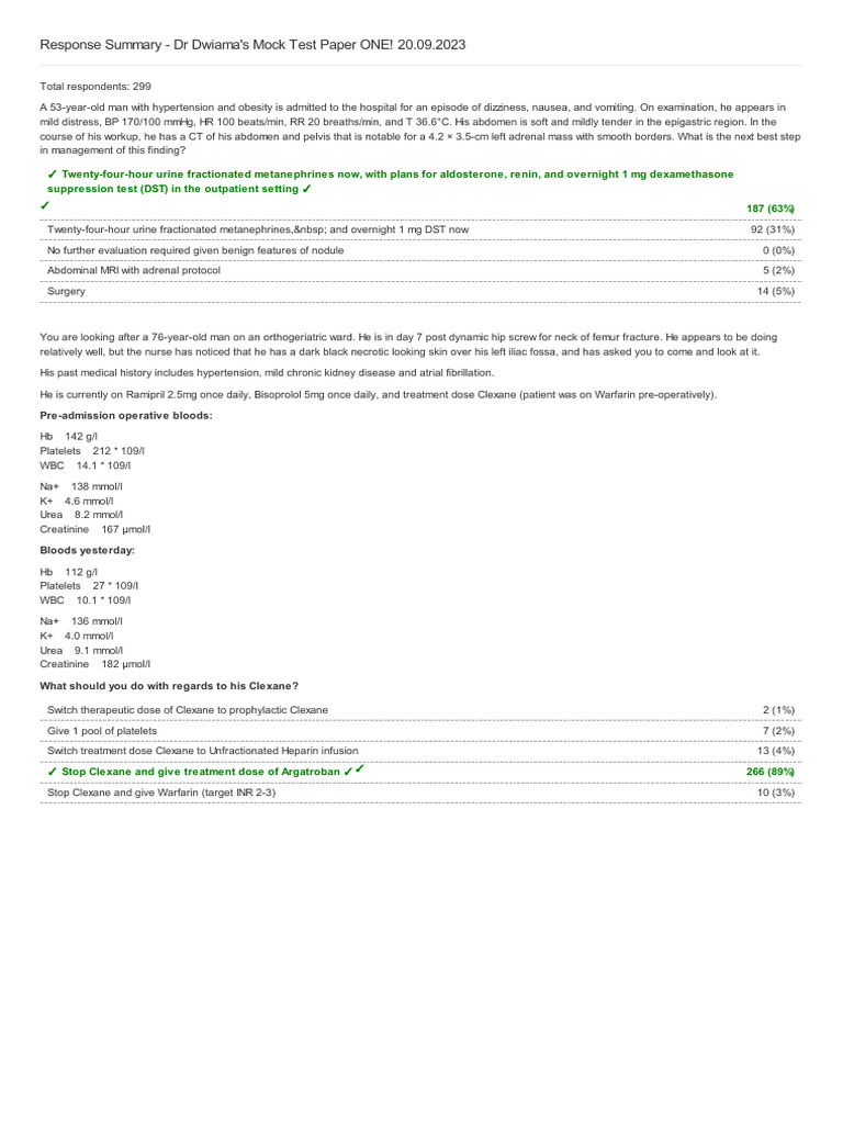 Mock Test Paper One | PDF | Stroke | Clinical Medicine