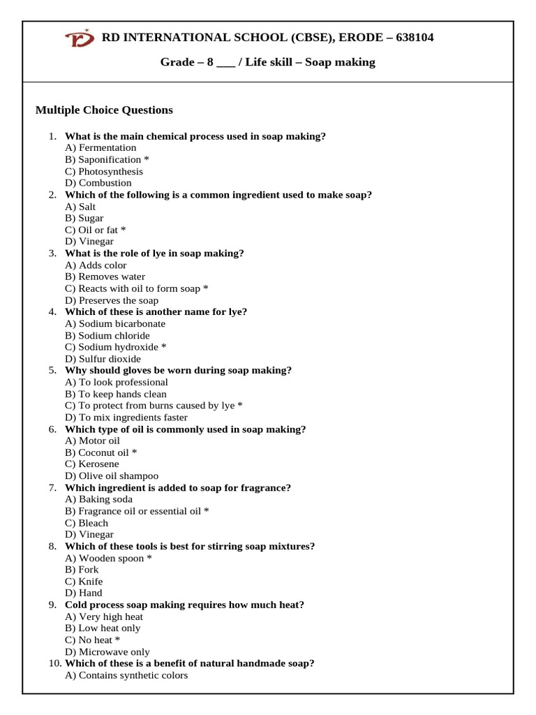 Soap Making Skills for Grade 8 | PDF | Soap | Sodium Hydroxide
