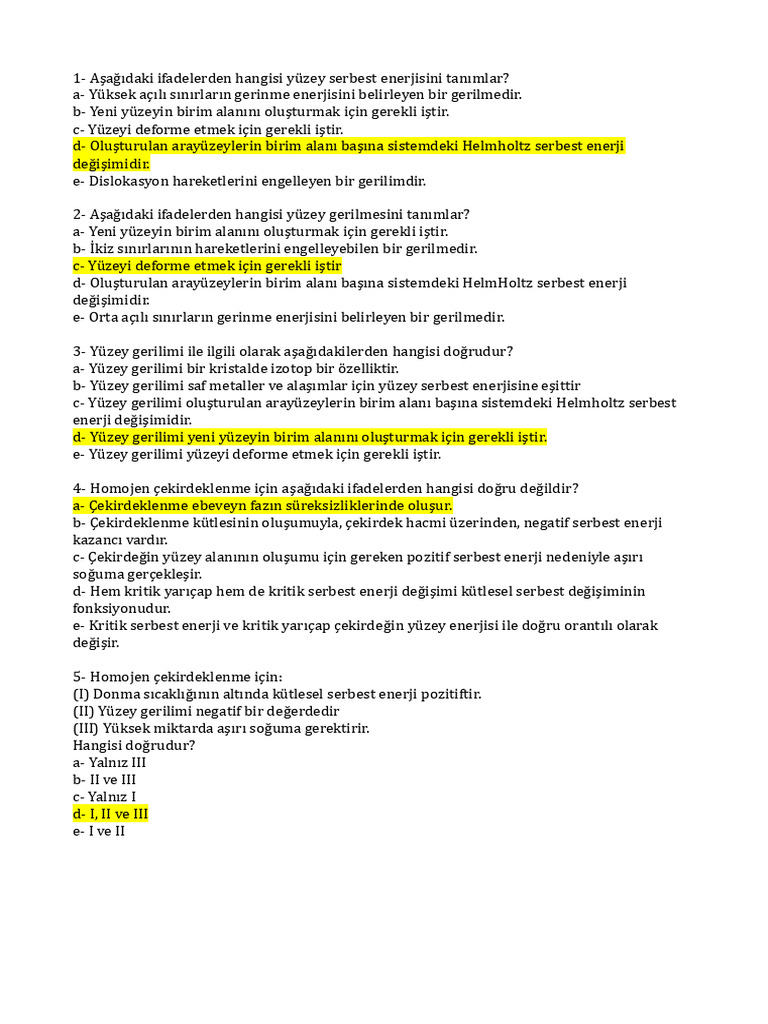 malzeme tüm sorulari | PDF