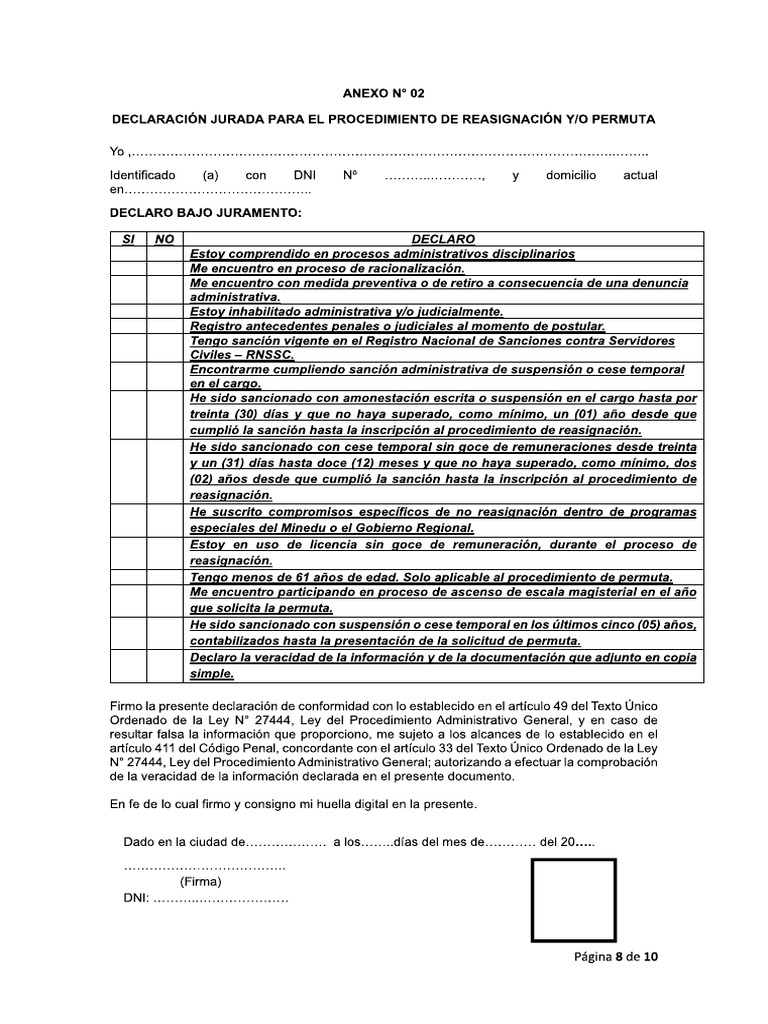 Anexo 02 - Reasignacion Docente | PDF