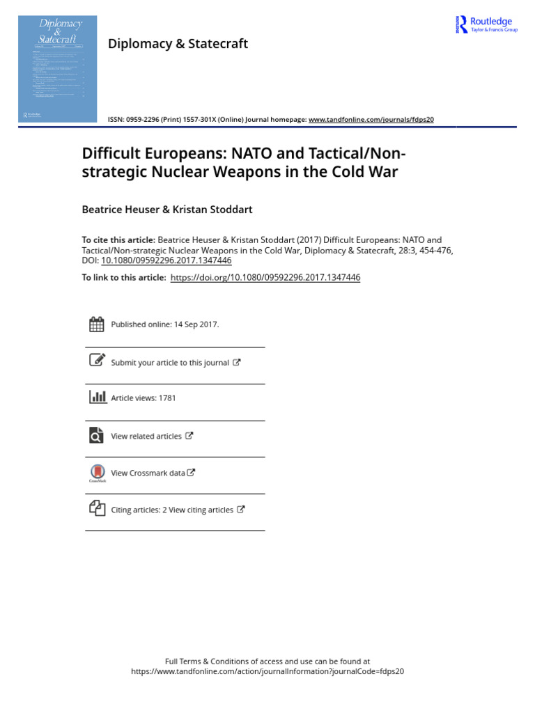 Difficult Europeans NATO and Tactical Non-Strategic Nuclear Weapons in ...