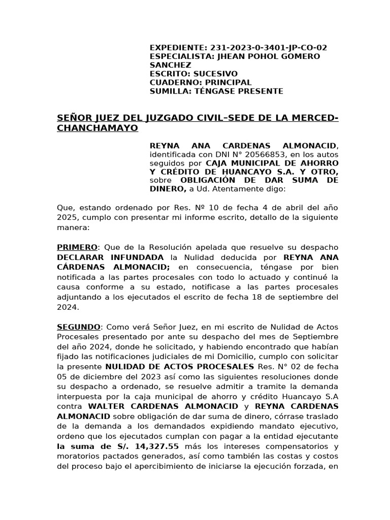 Recurso de Apelacion de Autos Reyna Ana Maribel Tengase Presente | PDF ...
