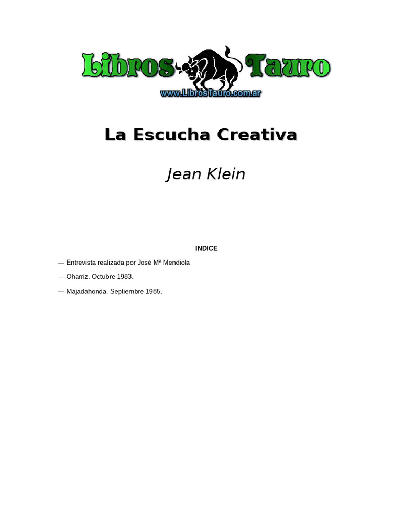 Klein, Jean - La Escucha Creativa | PDF | Mente | Amor