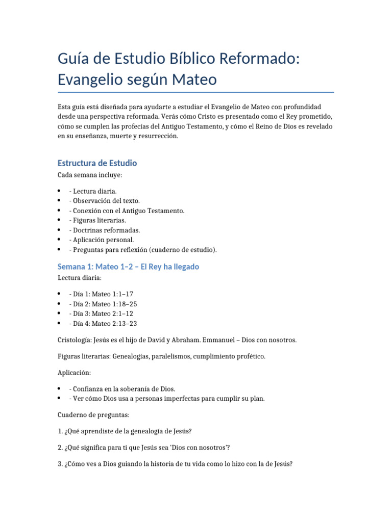 Guia Estudio Mateo Reformado | PDF