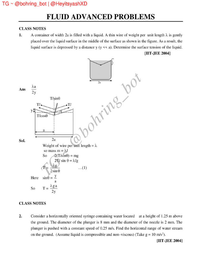 @bohring Bot @HeyitsyashXD FLUID ADVANCED PROBLEMS and Solution | PDF
