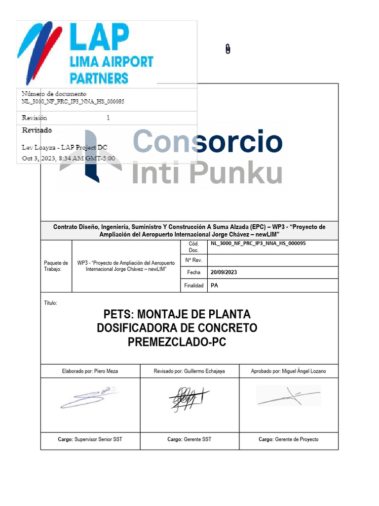 NL - 3000 - NF - PRC - IP3 - NNA - HS - 000095 Rev 1 PETS MONTAJE DE PLANTA DOSIFICADORA DE ...