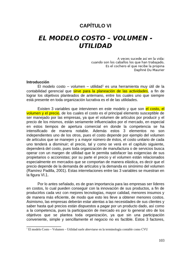El Modelo Costo - Volumen - Utilidad | PDF | Ecuaciones | Precios