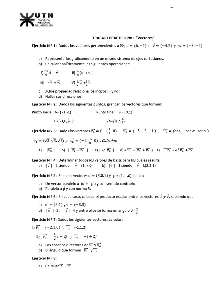 TP N 1 Vectores-2025 | PDF | Vector Euclidiano | Fuerza