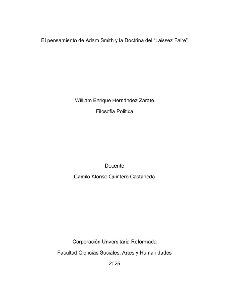Adam Smith y el Laissez Faire Económico | PDF | Adam Smith | Riqueza