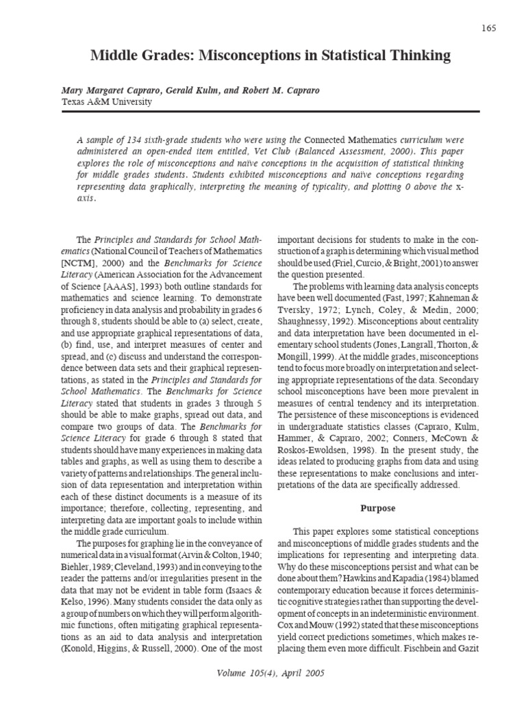 Misconceptions in Middle Grades Statistics | PDF | Histogram | Cognition