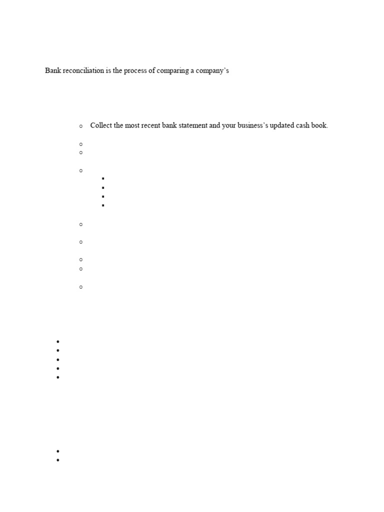 Bank Reconciliation Steps Explained | PDF | Banks | Overdraft
