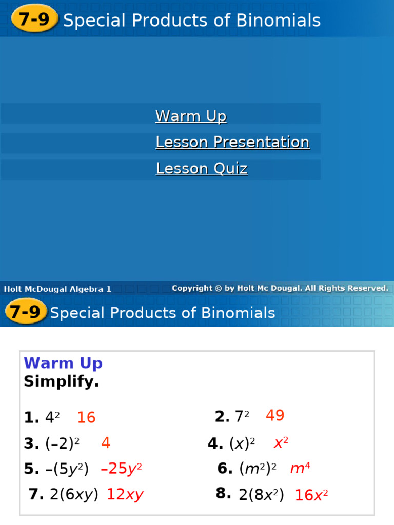 Special Cases of Polynomial Expressions | PDF | Area | Algebra