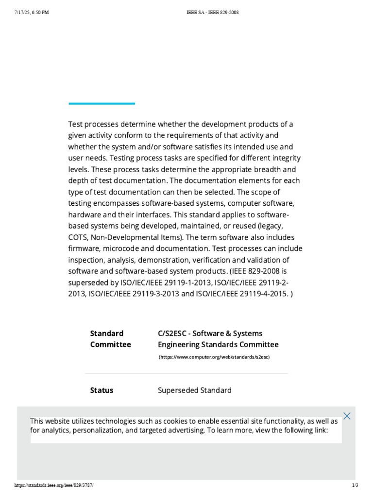 Ieee Sa - Ieee 829-2008 | PDF | Computer Engineering | Systems Engineering