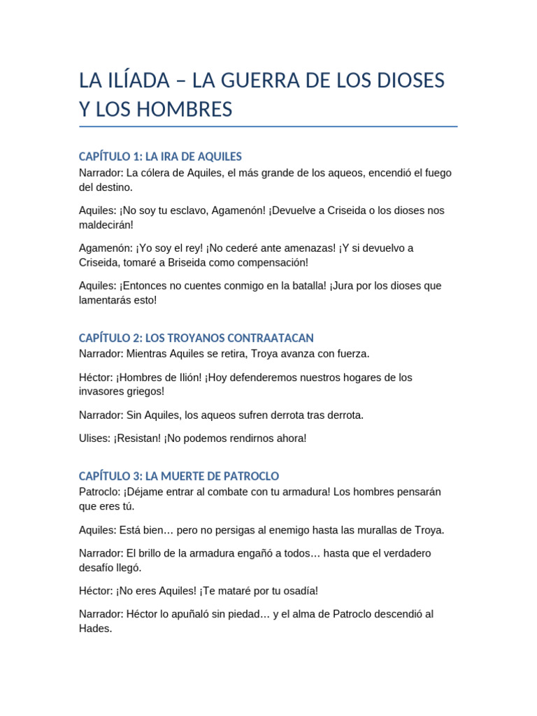 La Ilíada: Comic de la Guerra y Héroes | PDF