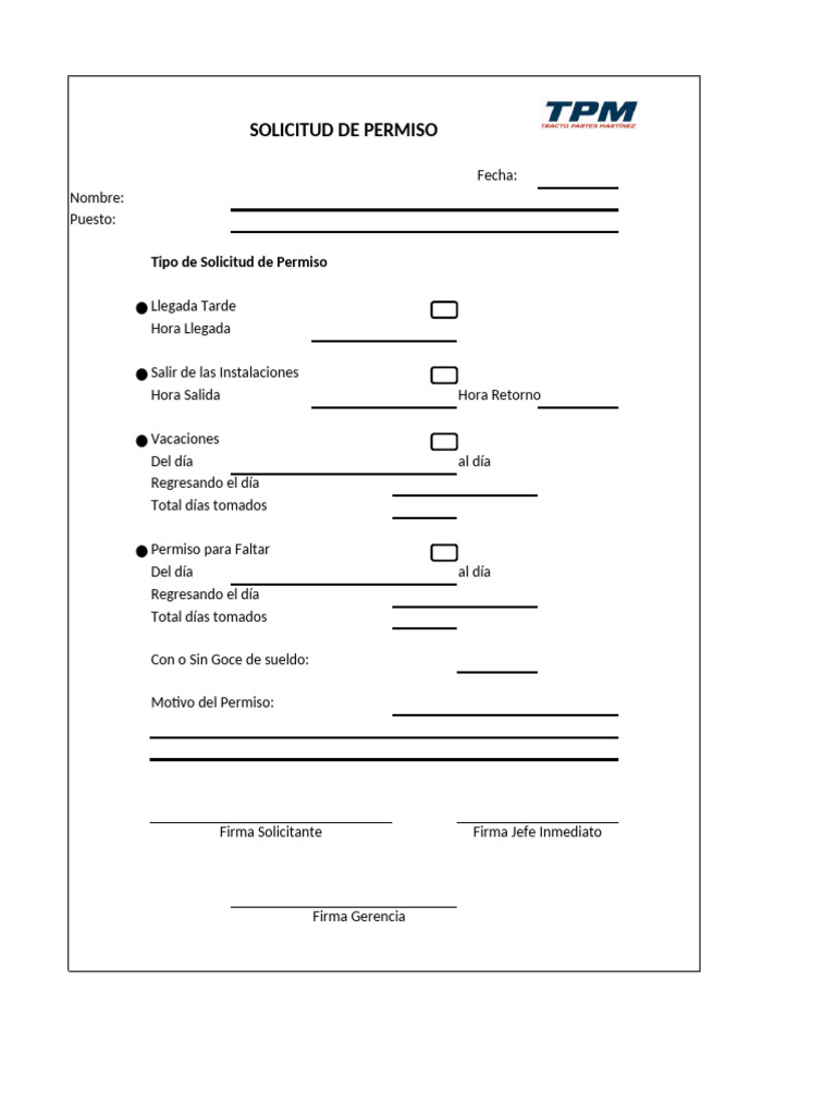 Solicitud de Permisos | PDF