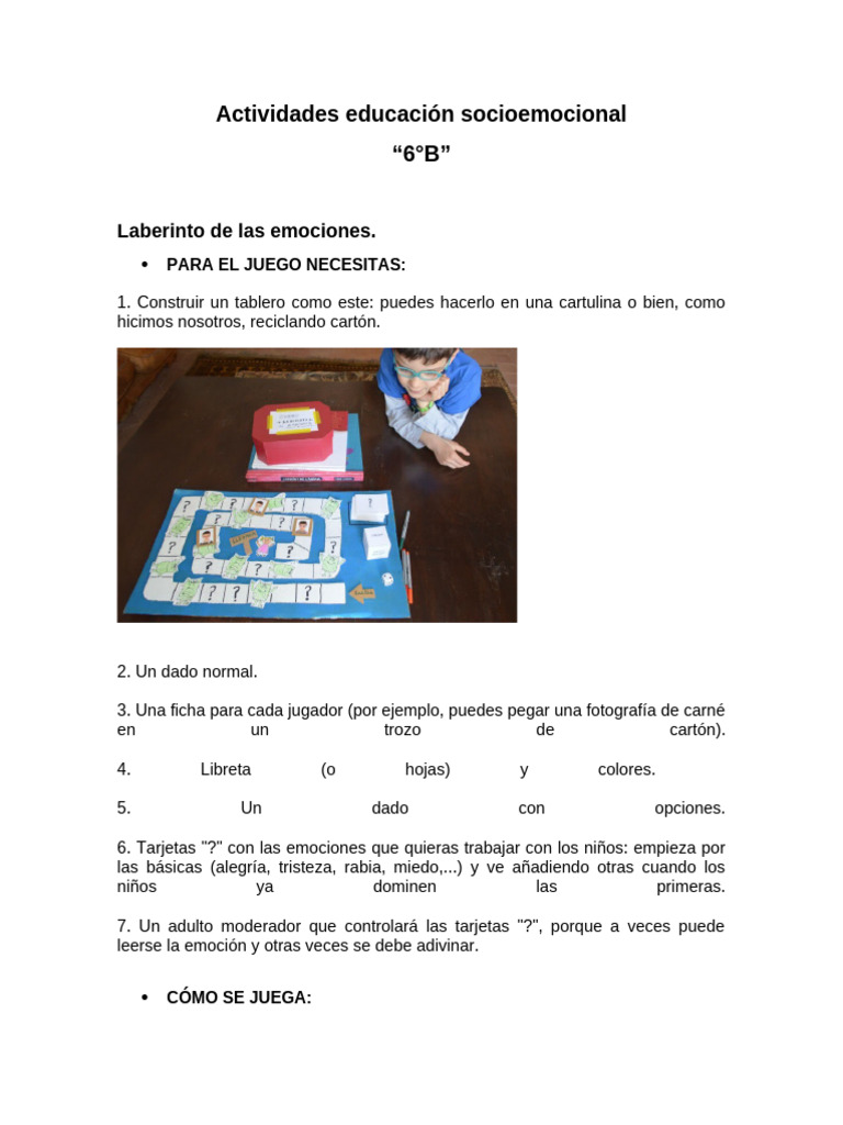 Actividades Educación Socioemocional | PDF | Las emociones