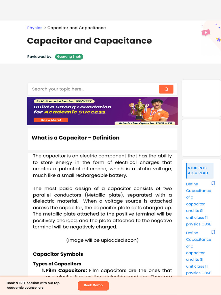 CapacitorandCapacitance-Definition, Types, Anduses 1751710446089 | PDF ...