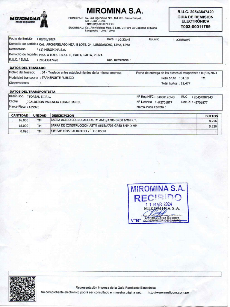 GR T003-11789, GT Eg03-12, Factura E001-723 | PDF