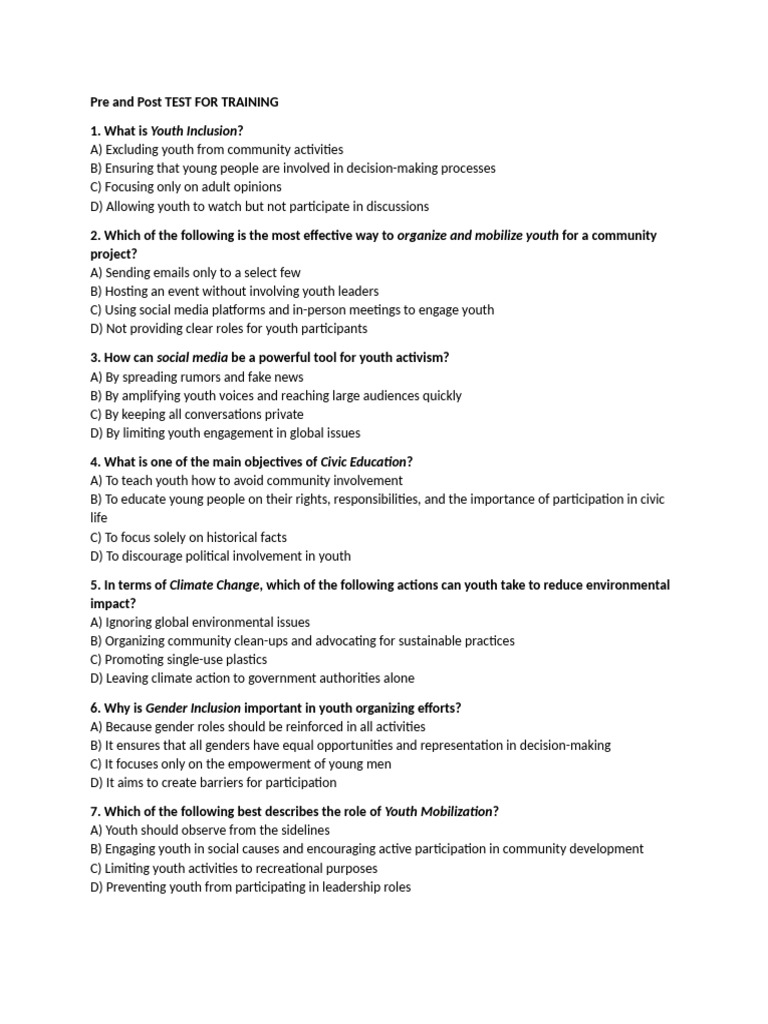 Pre and Post TEST Questions | PDF | Social Media | Popular Culture ...