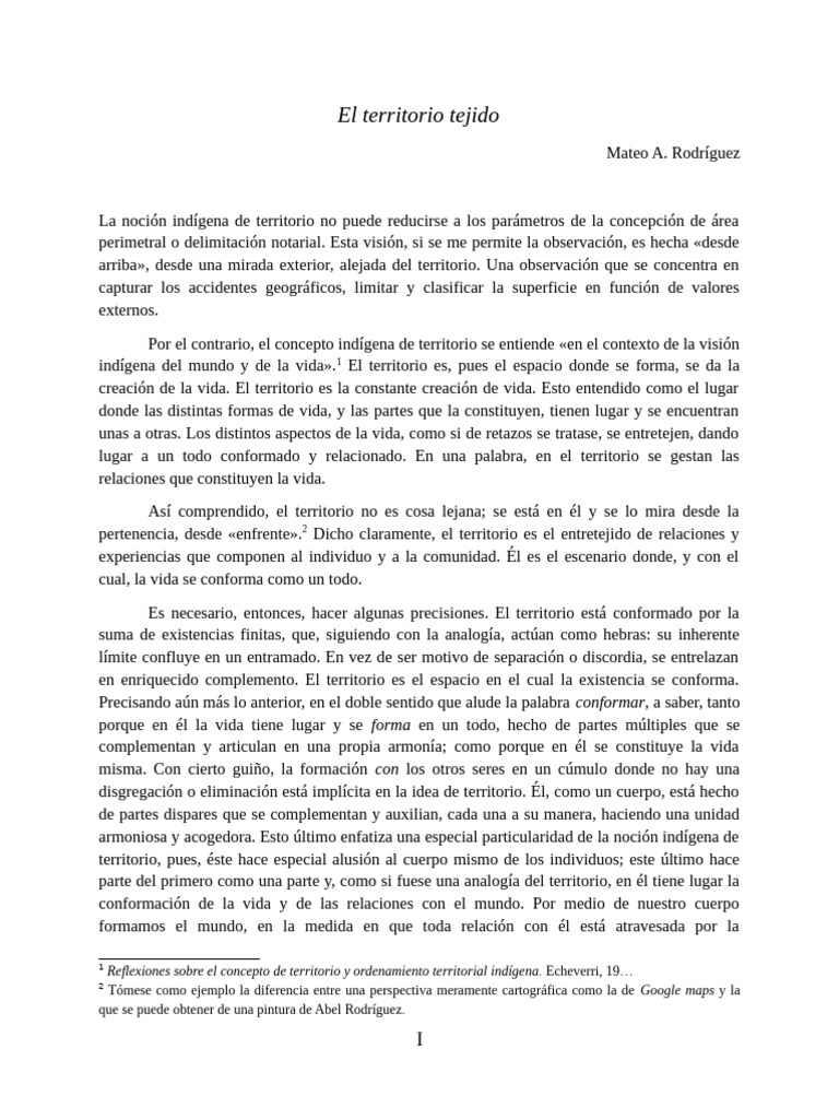 Territorio indígena: tejido de vida y relaciones | PDF | Existencia ...