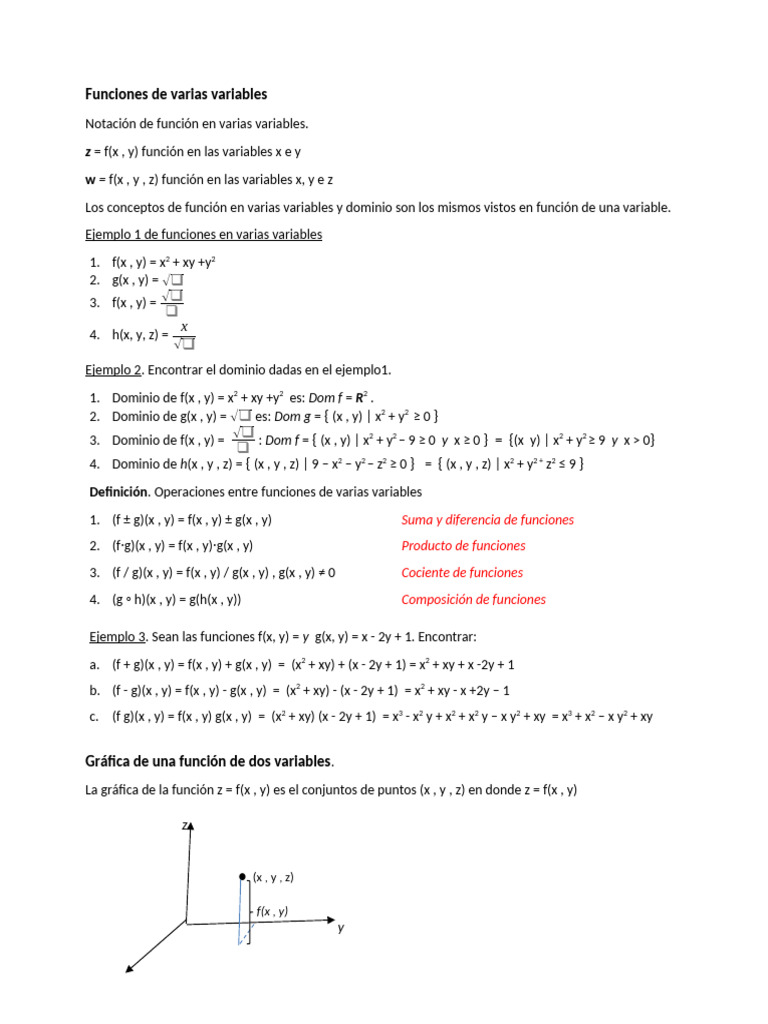 Funciones de Varias Variables y Dominio | PDF | Función (Matemáticas ...