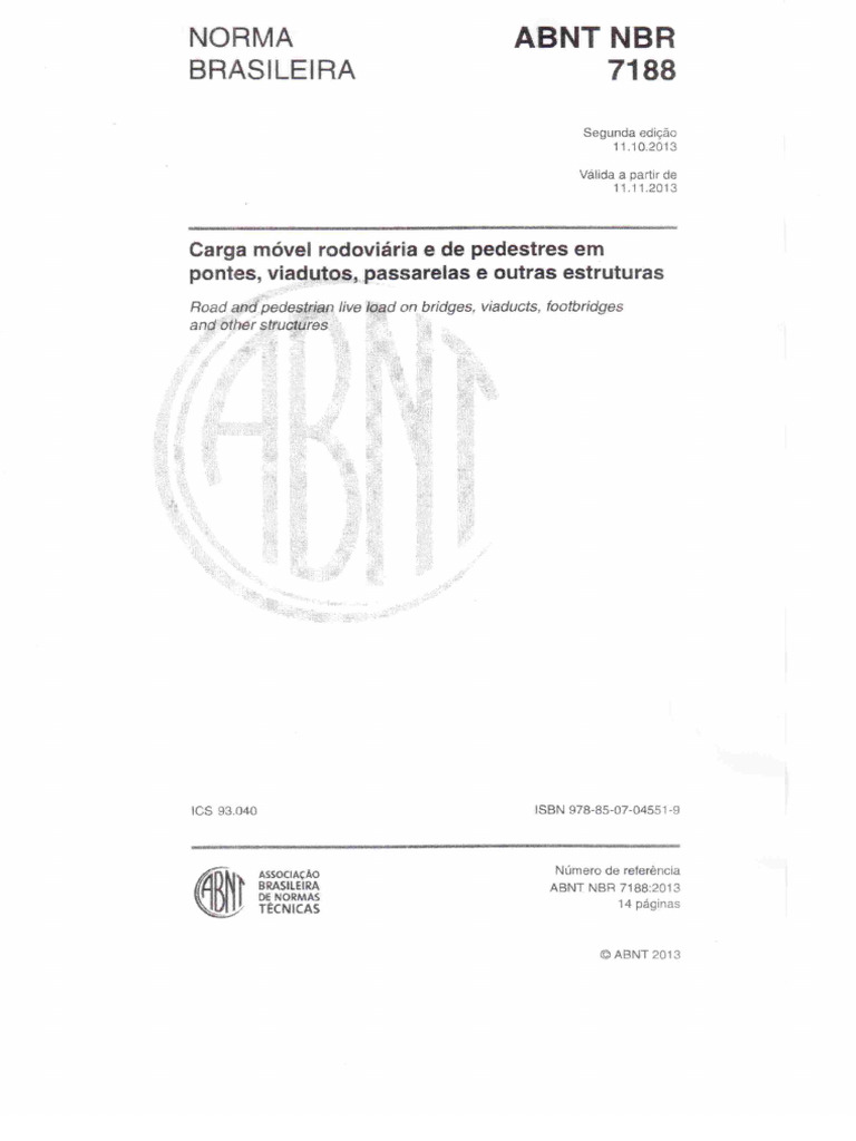 NBR 7188 2013 Carga Móvel Rodoviária | PDF