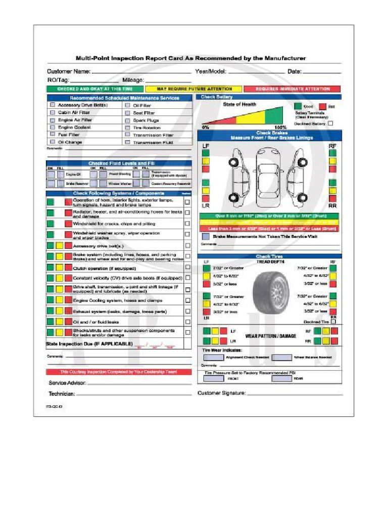Multi Point Vehicle Inspection Form PDF-1-1 | PDF