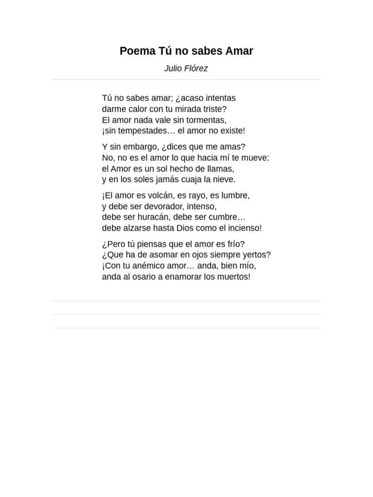 Poema Tú No Sabes Amar | PDF