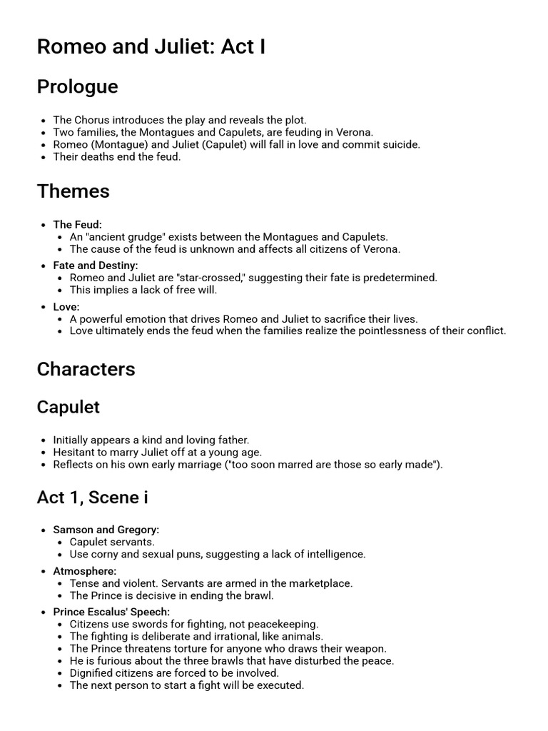 AnalysisofRomeoandJuliet StudyGuide | PDF | Characters In Romeo And ...