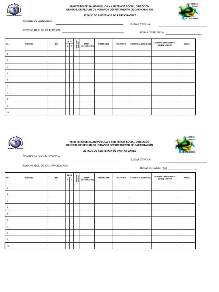 Formato Planillas Dasav | PDF