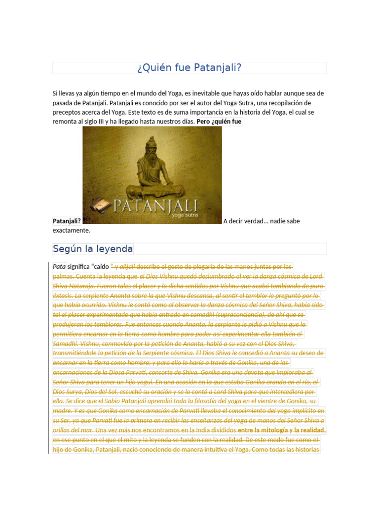 Patanjali: Orígenes y Yoga-Sutras | PDF | Patanjali
