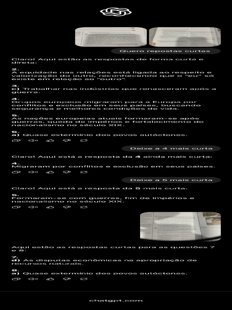 Respostas Curta e Objetiva | PDF