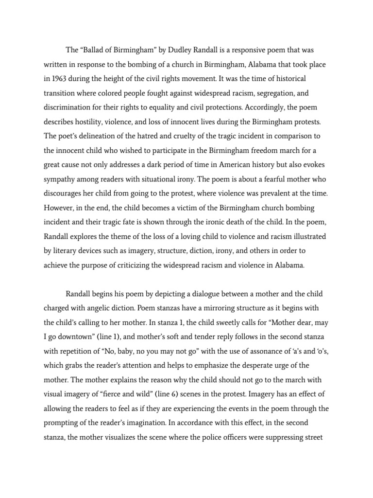 Ballad of Birmingham | PDF | Poetry