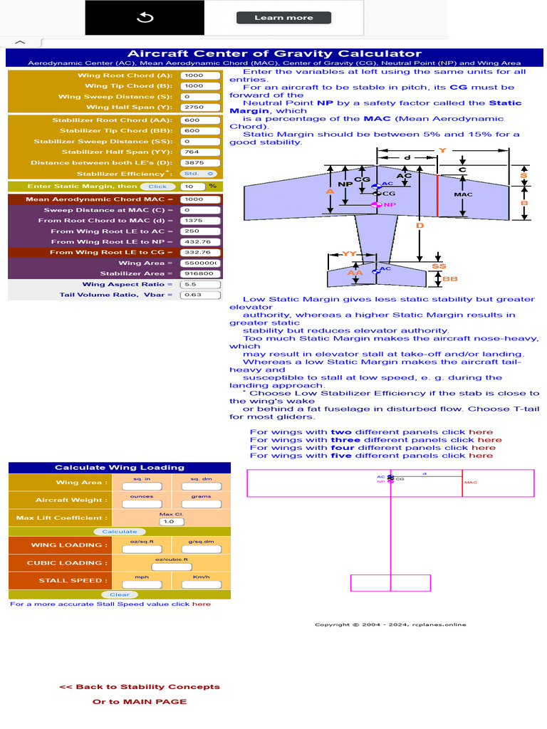 Aircraft Center of Gravity Calculator | PDF | Aerodynamics | Flight