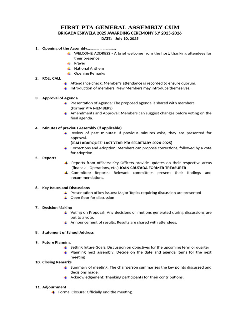 First Pta General Assembly Cum | PDF