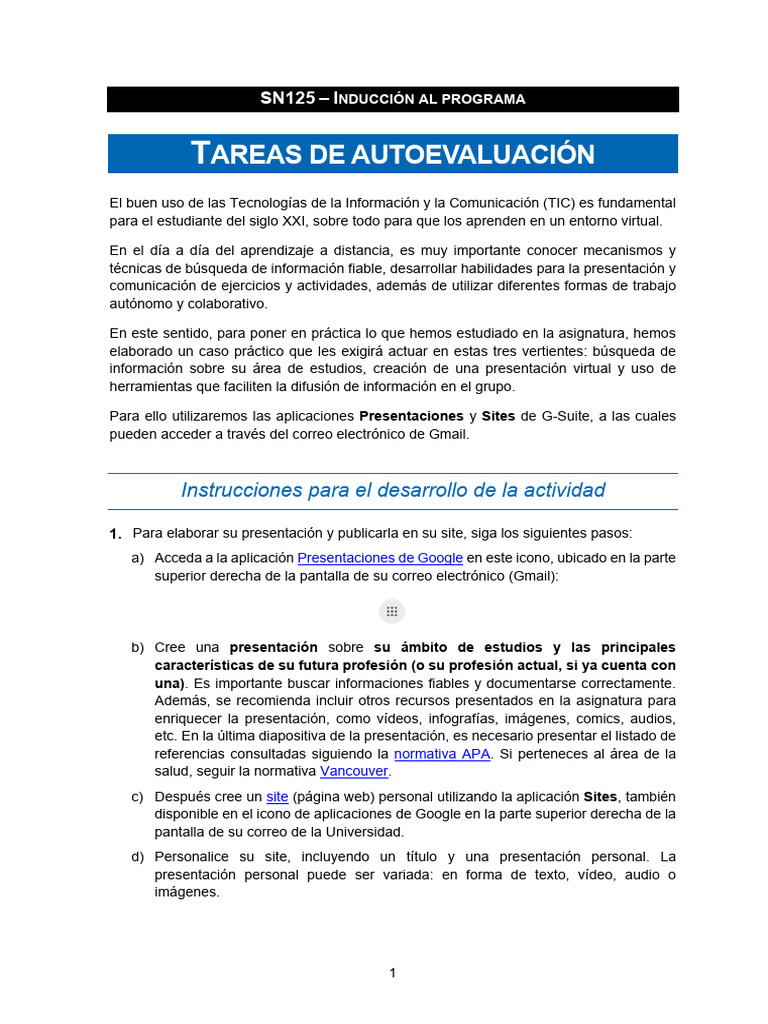 SN125 Tarea Esp v0r1 | PDF | Hipervínculo | Tecnología de información y comunicaciones