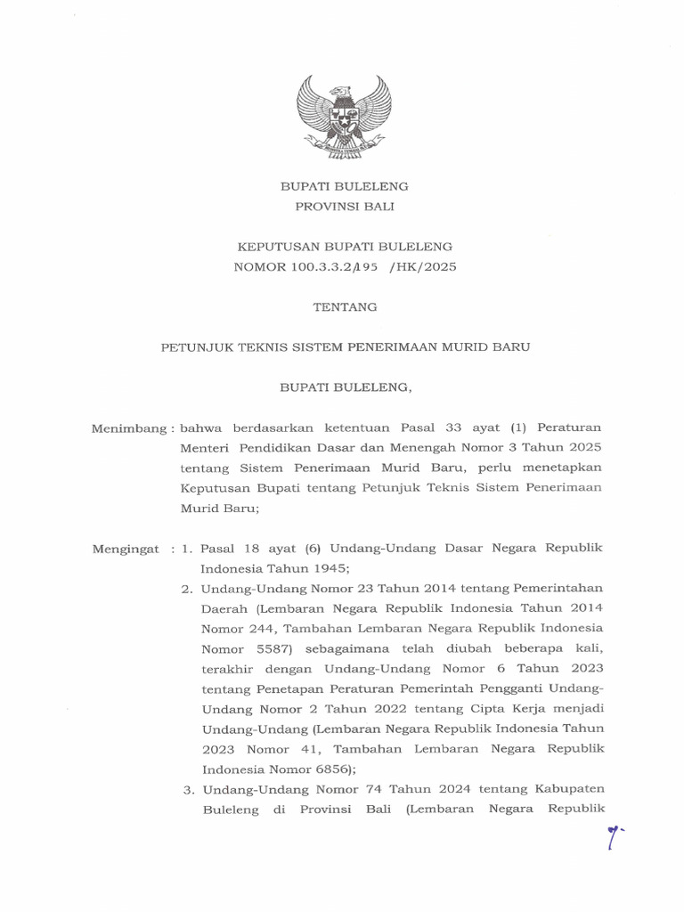 Juknis SPMB Buleleng 2025 | PDF