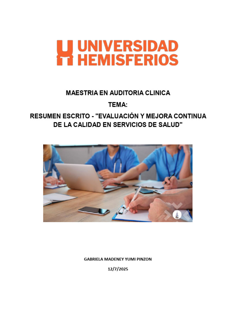 Evaluación Y Mejora Continua De La Calidad En Servicios De Salud Pdf