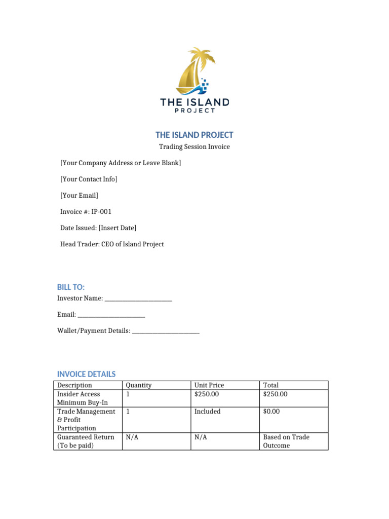 The Island Project Invoice With Logo | PDF