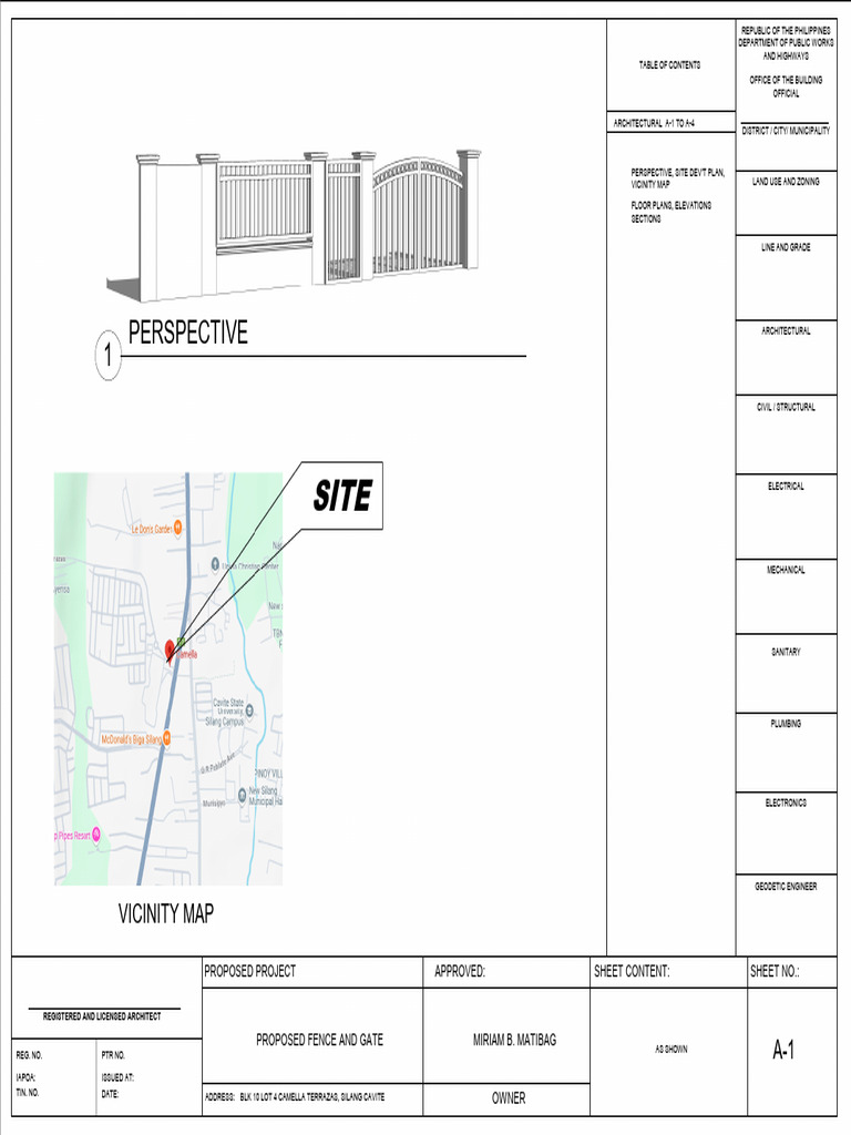 Camella Gate - Sheet - A-1 - Architectural Sheet | PDF