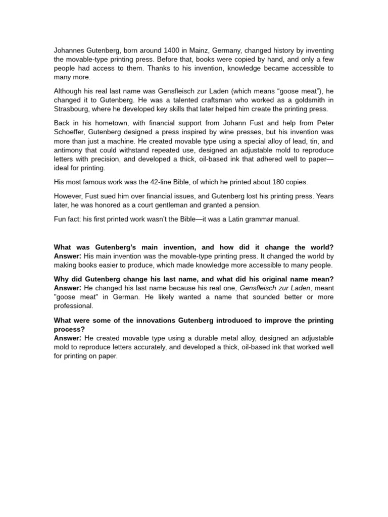 Johannes Gutenberg | PDF