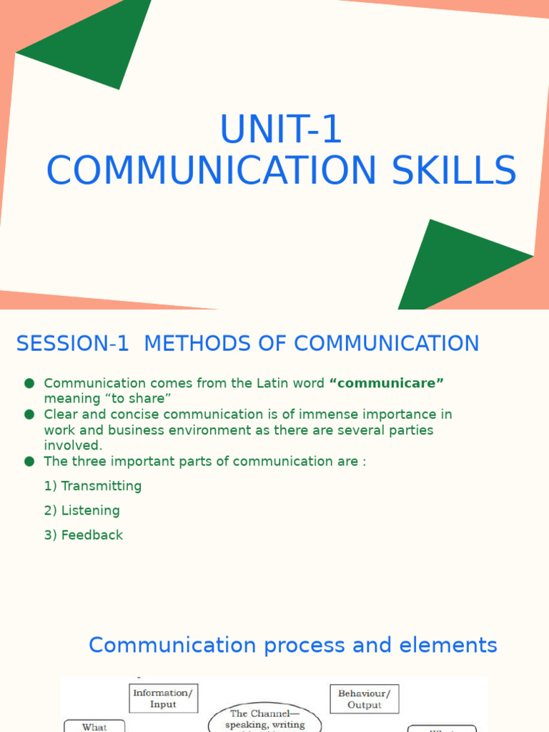 Unit-1 Communication Skills-Grade 10 | PDF | Communication | Nonverbal Communication