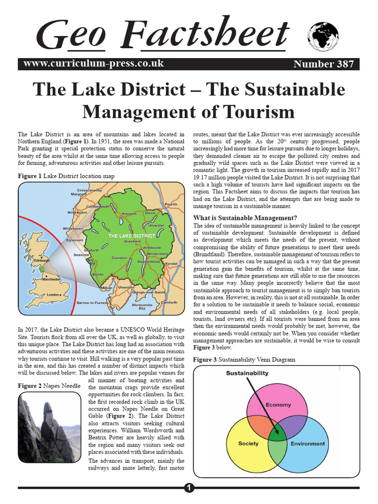 Lake District - Sustainable Management of Tourism Geofactsheet | PDF ...